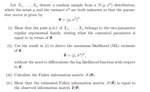 Solved Let \\( X_{1}, \\ldots, X_{n} \\) denote a random | Chegg.com