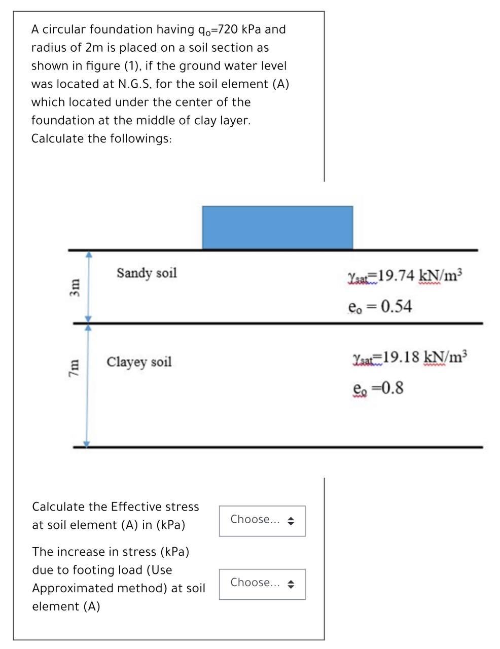 Solved A circular foundation having 9.=720 kPa and radius of | Chegg.com