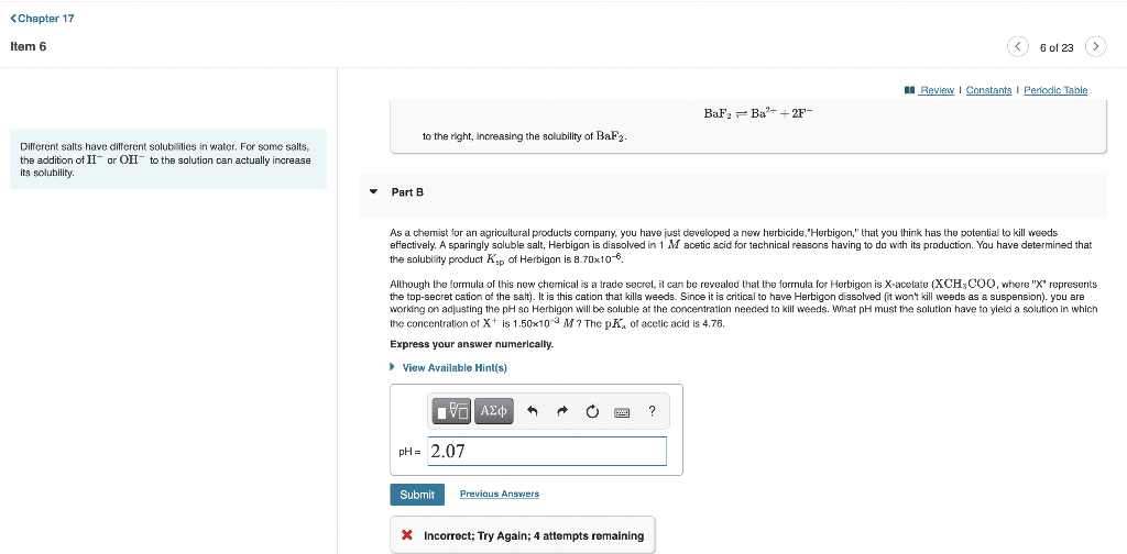Solved 11 Review Constants Periodic Table BaF, =Ba?- +2F- | Chegg.com