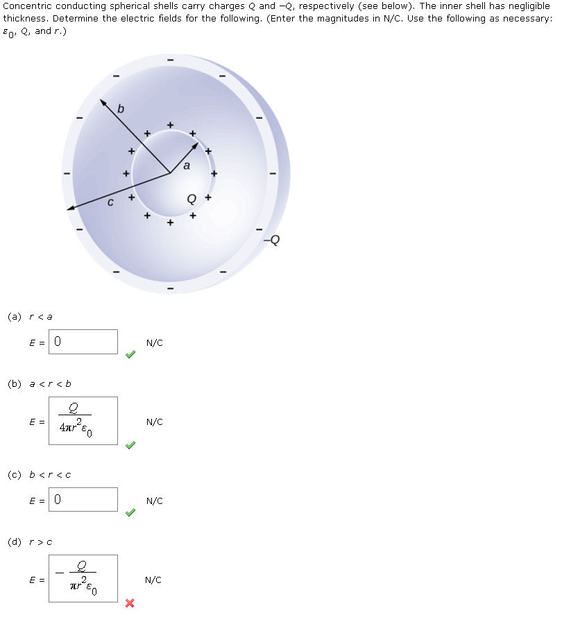 Solved Concentric conducting spherical shells carry charges | Chegg.com