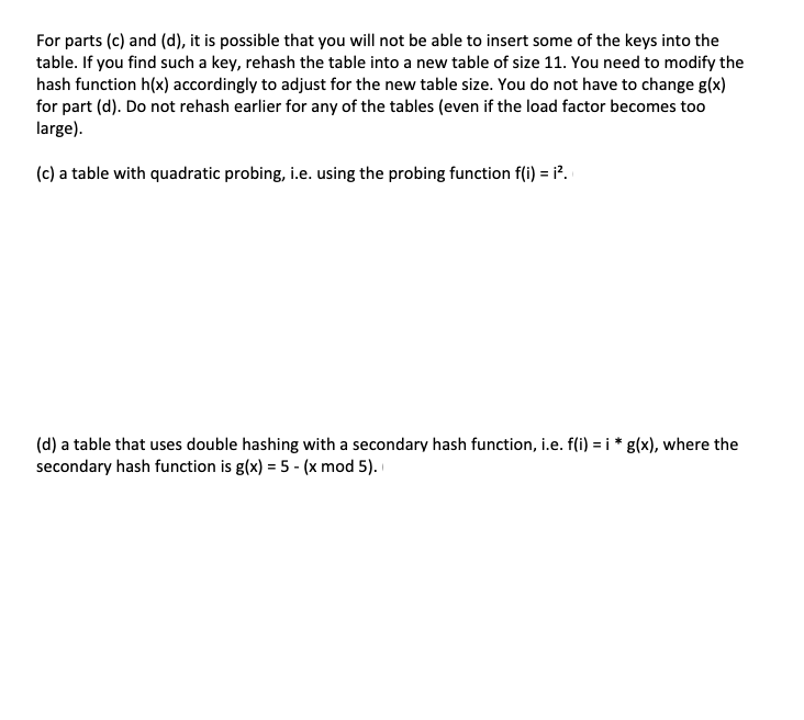 Solved nsert the following keys one-by-one into an initially | Chegg.com