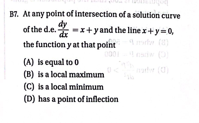 Solved B7. At any point of intersection of a solution curve | Chegg.com