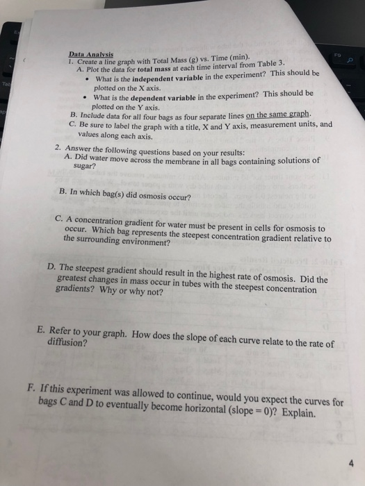 1. Create a line graph with Total Mass (g) vs. Time | Chegg.com