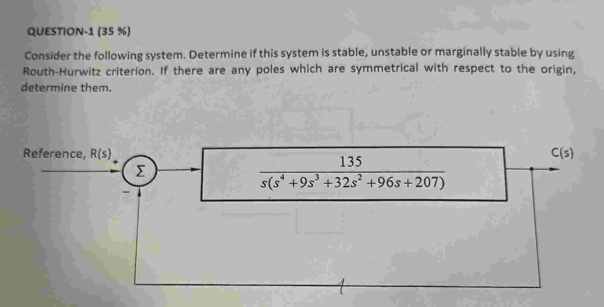 Solved QUESTION-1 (35 \%) ﻿Consider the following system. | Chegg.com