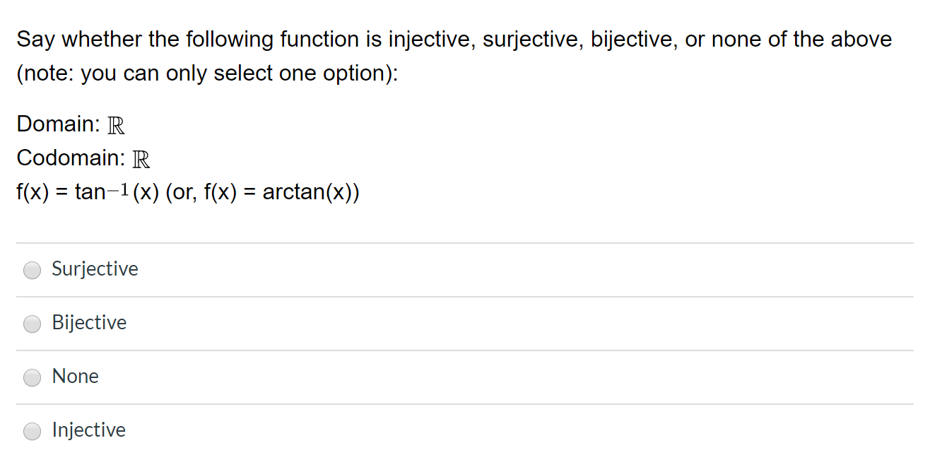 Solved Say whether the following function is injective, | Chegg.com