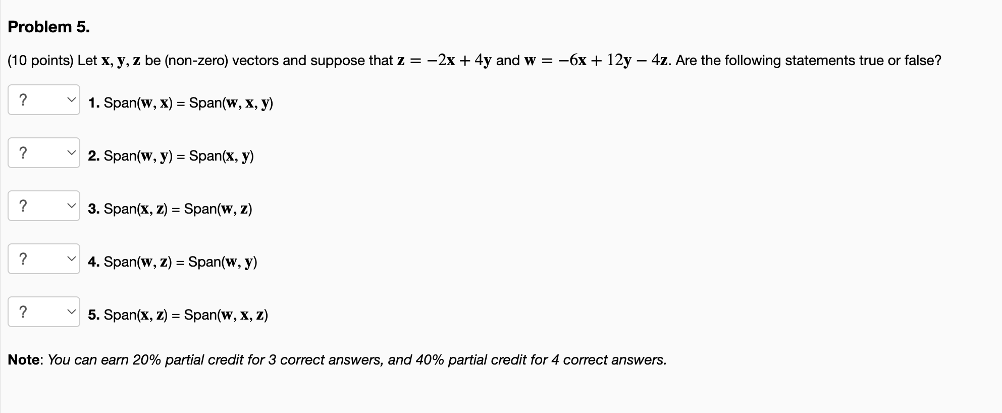 Solved (10 points) Let x,y,z be (non-zero) vectors and | Chegg.com