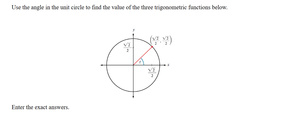 Solved Use the angle in the unit circle to find the value of | Chegg.com