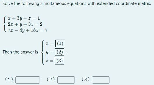 Solved Solve the following simultaneous equations with | Chegg.com