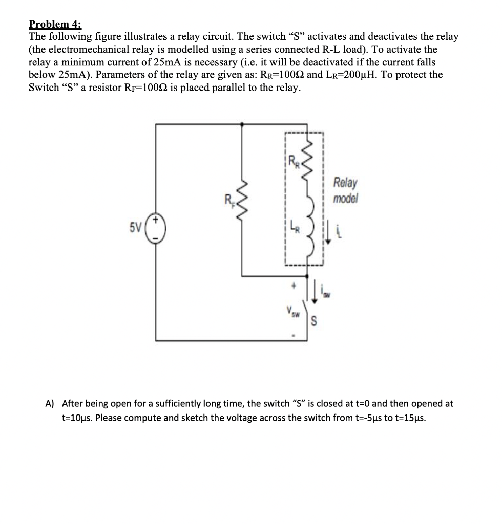 Solved Problem 4: The following figure illustrates a relay | Chegg.com