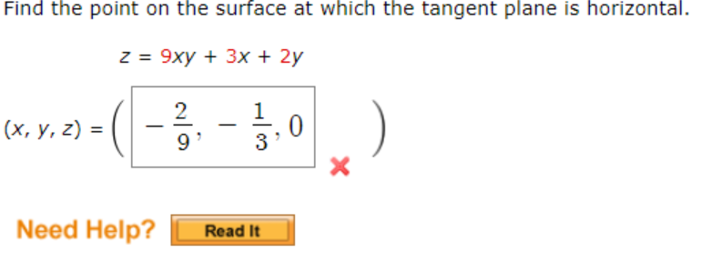 Solved Find the point on the surface at which the tangent | Chegg.com