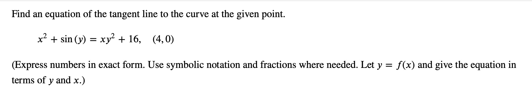 Solved Find an equation of the tangent line to the curve at | Chegg.com
