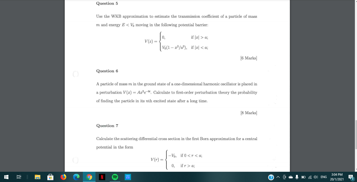 Solved Question 5 Use the WKB approximation to estimate the | Chegg.com