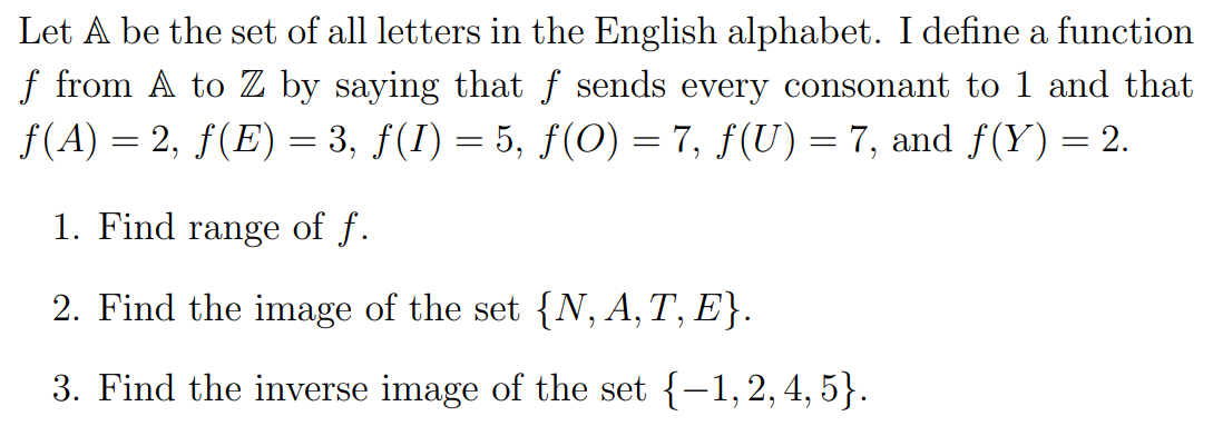 Solved Let A be the set of all letters in the English | Chegg.com