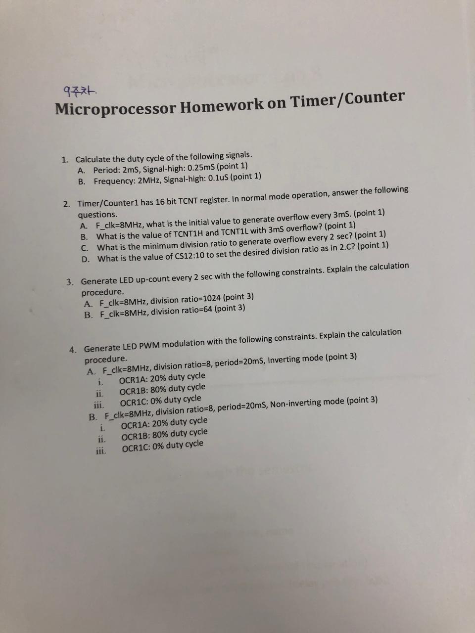 Solved 972. Microprocessor Homework on Timer/Counter 1. | Chegg.com