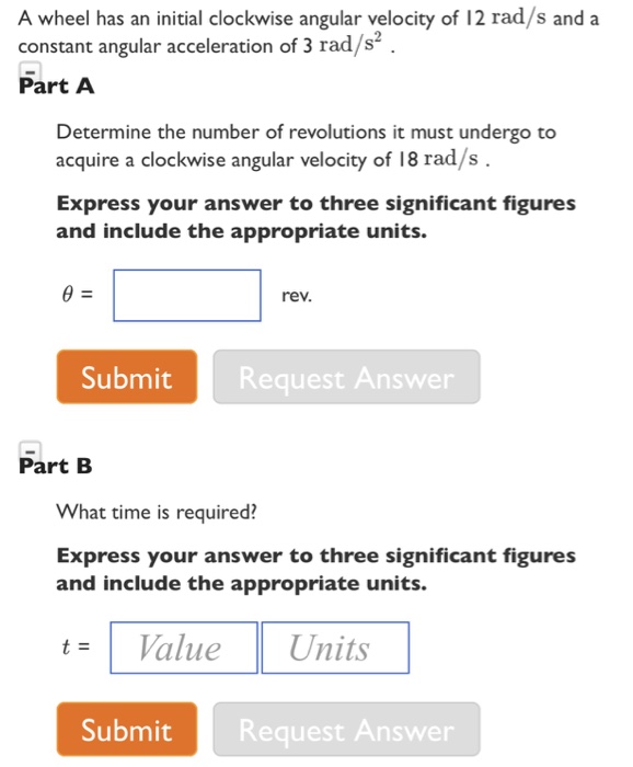 Solved A wheel has an initial clockwise angular velocity of | Chegg.com