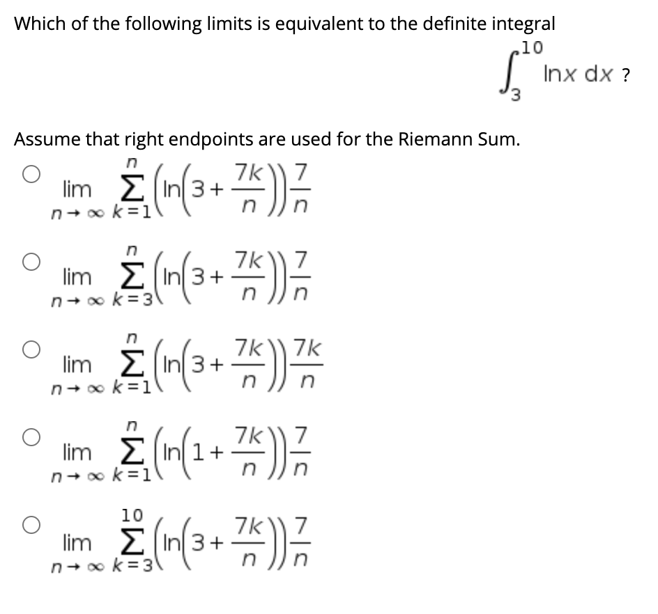 Solved Which of the following limits is equivalent to the | Chegg.com