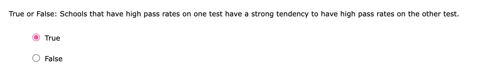 True or False: Schools that have high pass rates on | Chegg.com