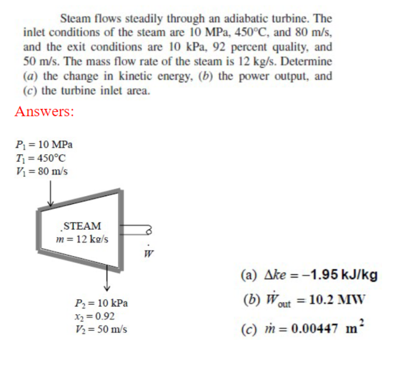Solved Steam flows steadily through an adiabatic turbine. | Chegg.com