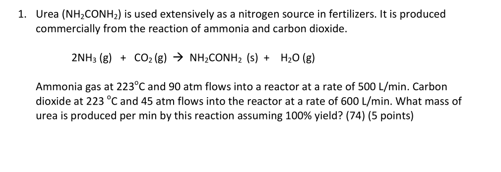 Solved Urea (NH2CONH2) is used extensively as a nitrogen | Chegg.com