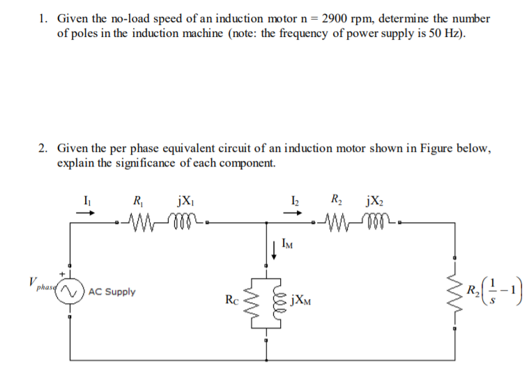 Solved 1. Given the no-load speed of an induction motor n = | Chegg.com