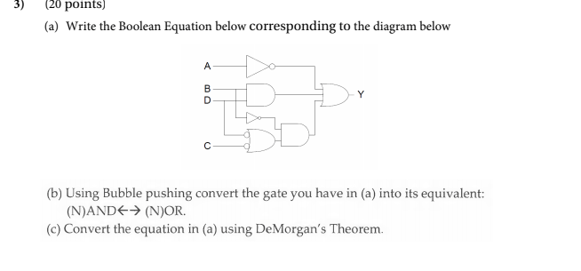 Solved 3) (20 points) (a) Write the Boolean Equation below | Chegg.com
