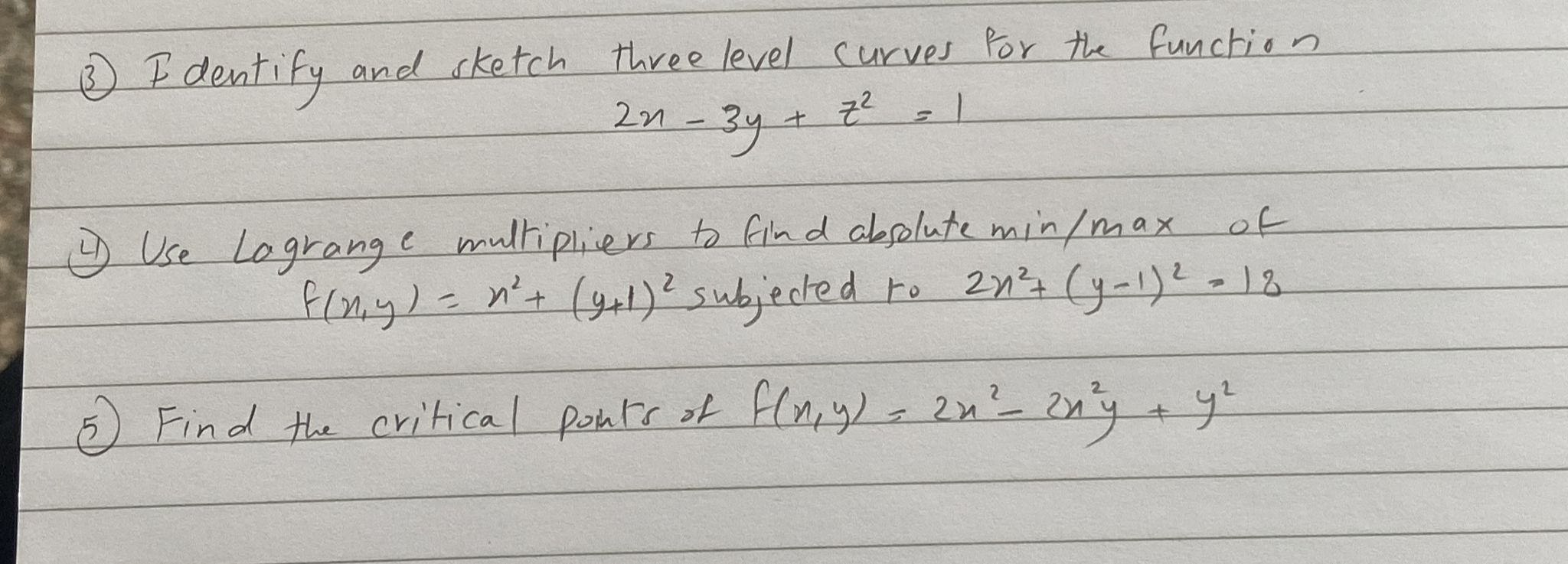 Solved (3) Fdentify and sketch three level curves for the | Chegg.com