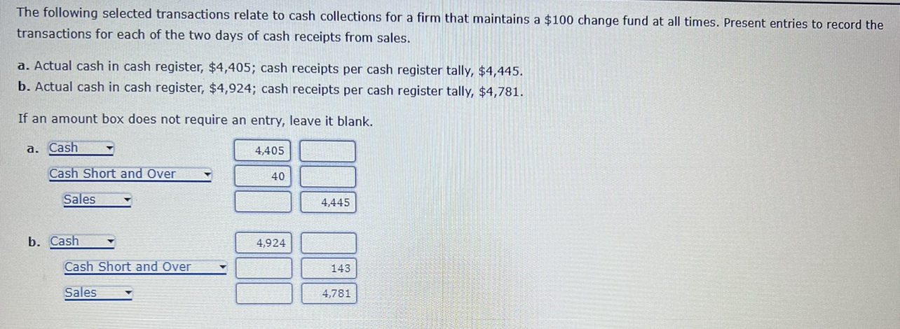 Solved The following selected transactions relate to cash | Chegg.com