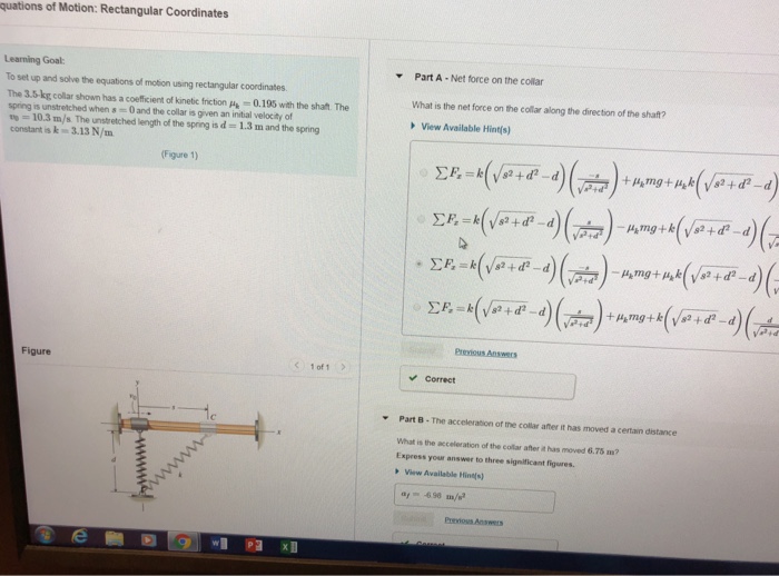 Solved quations of Motion: Rectangular Coordinates Part | Chegg.com