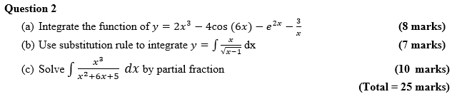 Solved w - e - X Question 2 (a) Integrate the function of y | Chegg.com