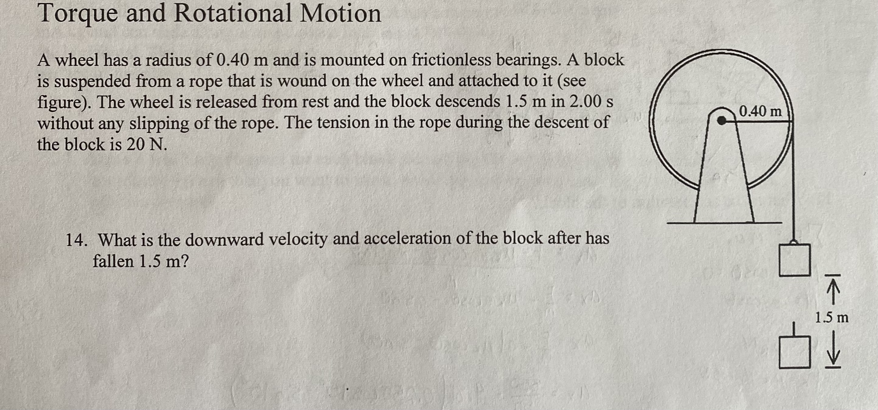 Torque and Rotational MotionA wheel has a radius of | Chegg.com