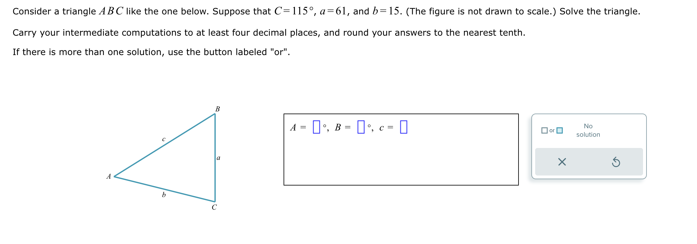 Solved Consider a triangle ABC like the one below. Suppose | Chegg.com
