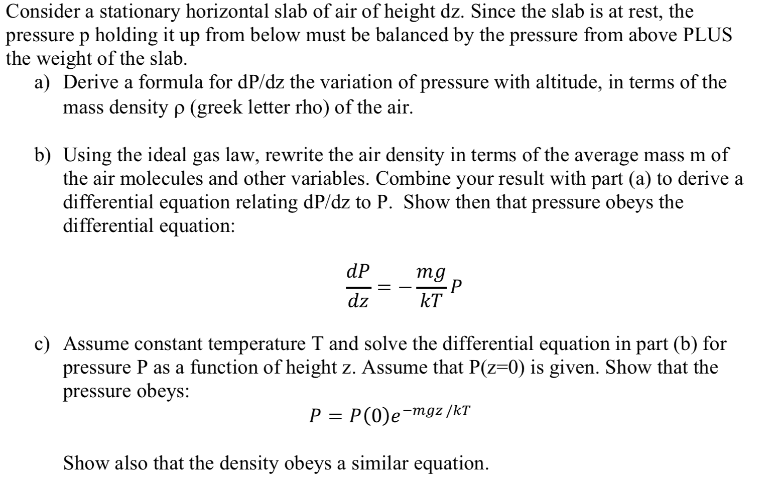Solved Consider a stationary horizontal slab of air of | Chegg.com