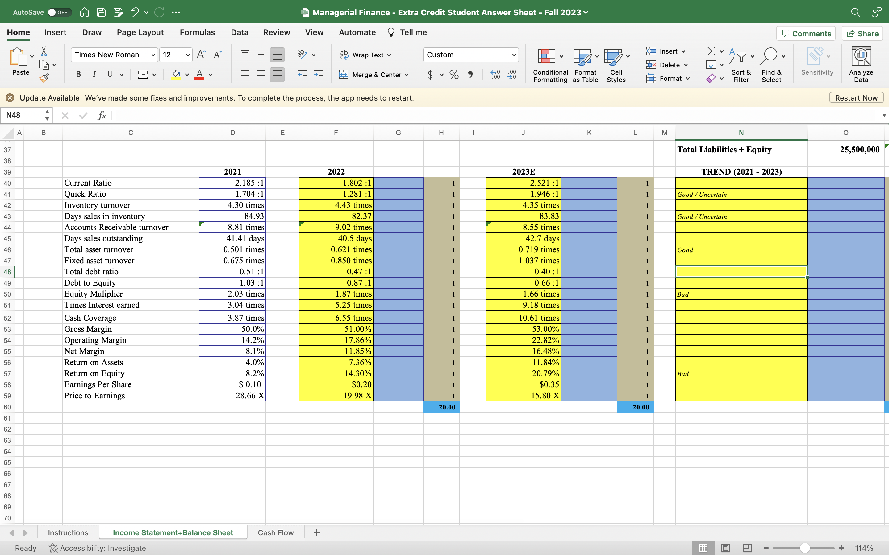 In the TREND 2021, 2022, 2023 ﻿column mark one of the | Chegg.com