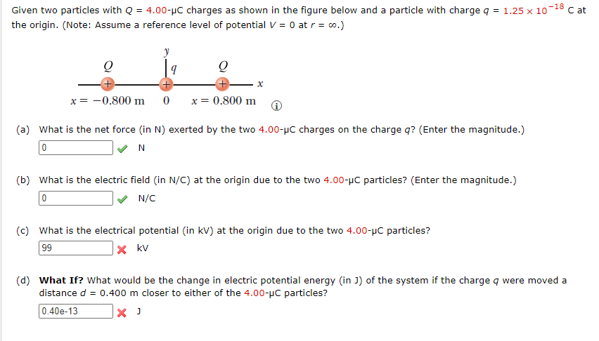 Solved Given two particles with Q=4.00−μC charges as shown | Chegg.com