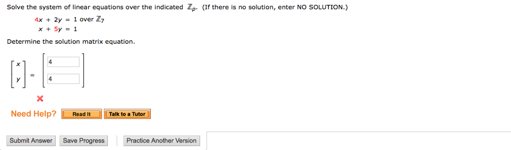 Solved Solve The System Of Linear Equations Over The