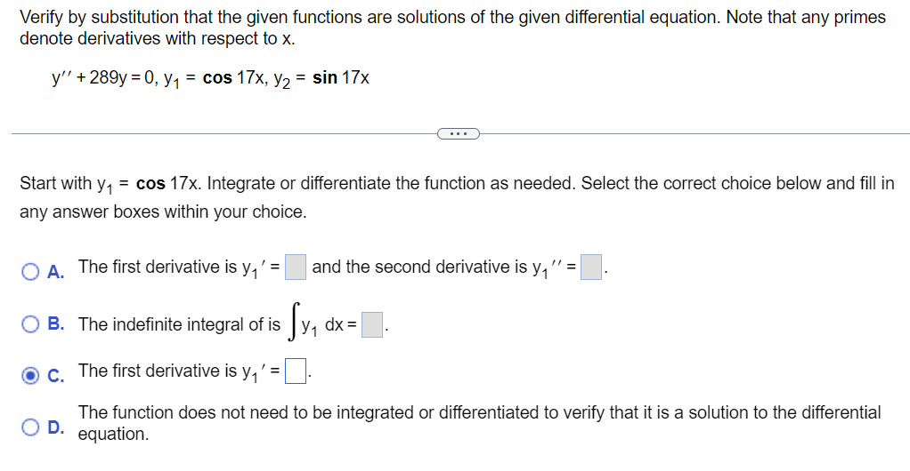 Solved Verify by substitution that the given functions are | Chegg.com
