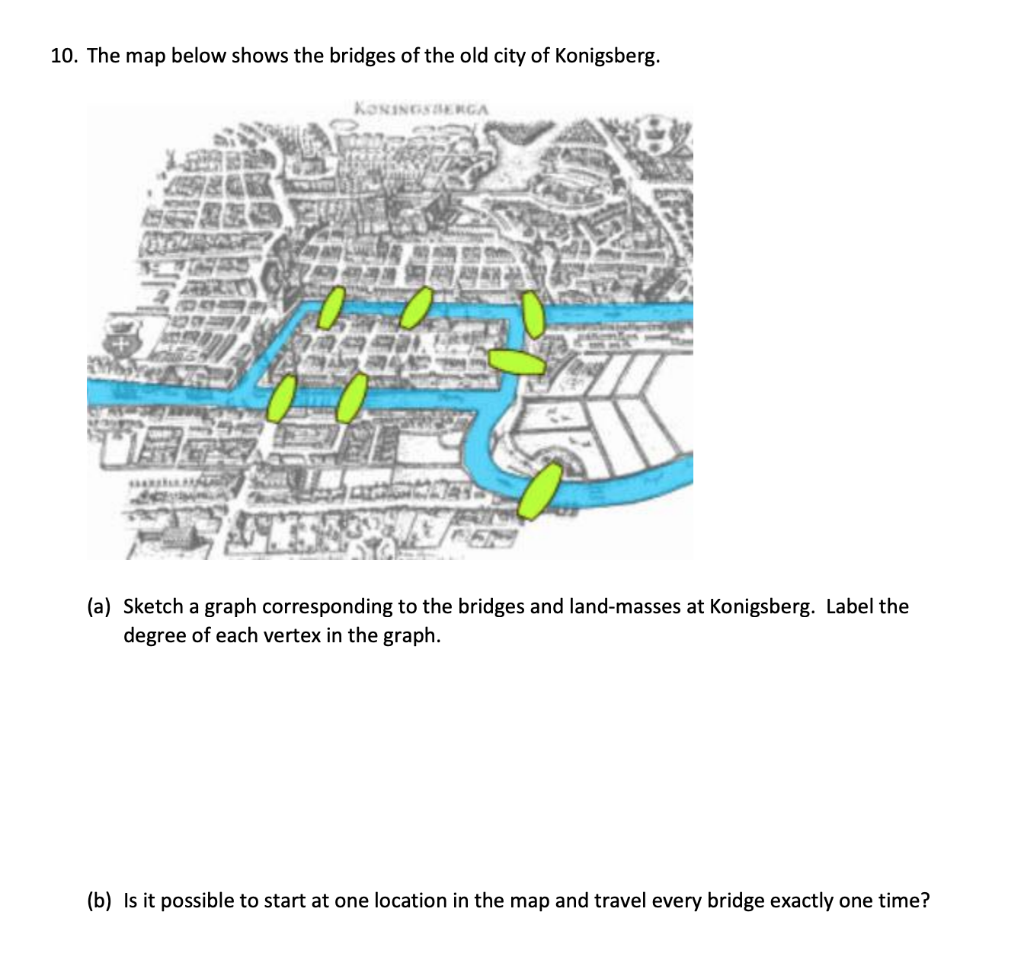 Solved 10. The map below shows the bridges of the old city | Chegg.com