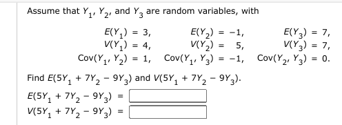 Solved Assume that Y1,Y2, and Y3 are random variables, with | Chegg.com
