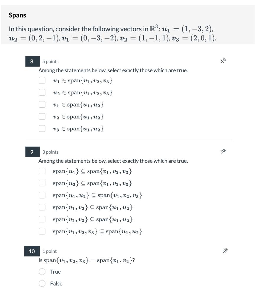 Solved Spans In this question, consider the following | Chegg.com