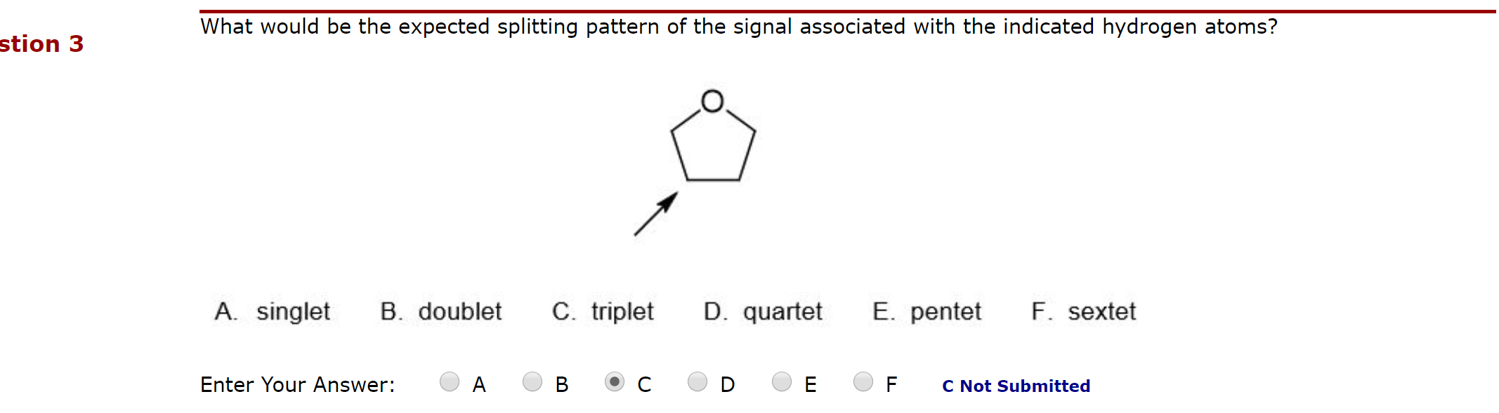 Solved What would be the expected splitting pattern of the | Chegg.com