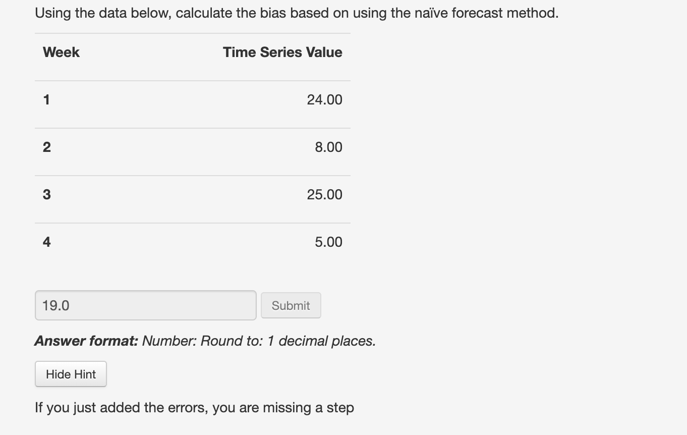 Solved Using the data below, calculate the bias based on | Chegg.com