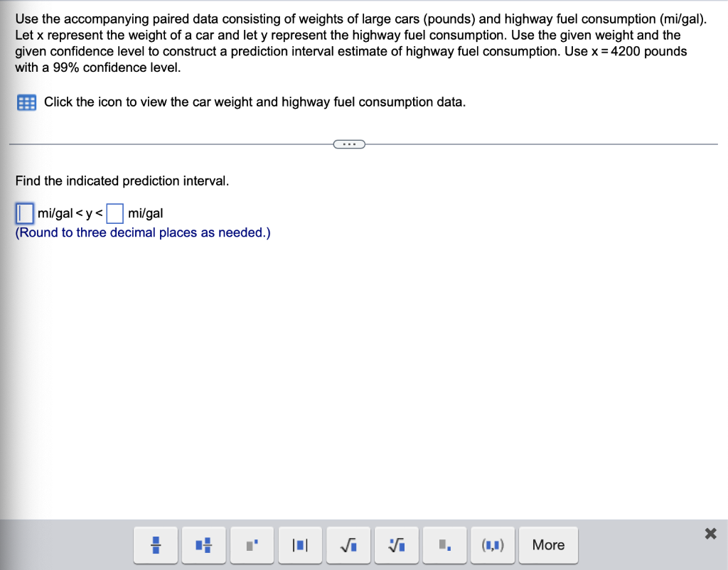 Solved Use the accompanying paired data consisting of | Chegg.com