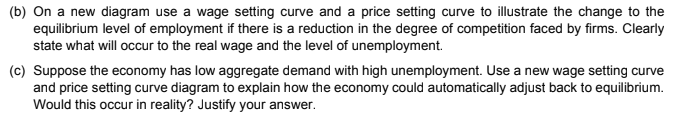 Solved (b) On a new diagram use a wage setting curve and a | Chegg.com