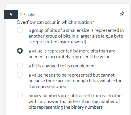 Solved 2.5 points Which of the following is 16 bits long in | Chegg.com