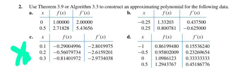 Solved a. 2. Use Theorem 3.9 or Algorithm 3.3 to construct | Chegg.com