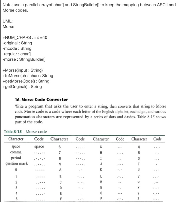 Solved Note: use a parallel arrayof charl and StringBuilderl | Chegg.com