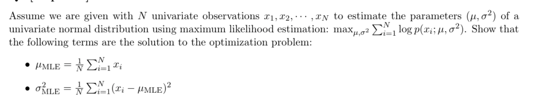 Solved Assume we are given with N univariate observations | Chegg.com