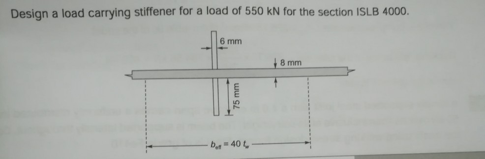 Solved Design a load carrying stiffener for a load of 550 kN | Chegg.com
