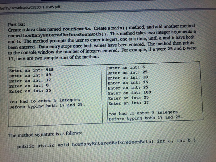 Solved esfay/Downloads/CS200-1-HW5.pdf Part 5a: Create a | Chegg.com