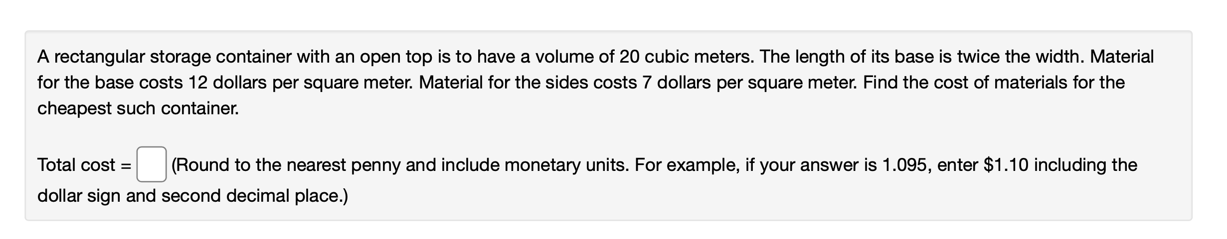 Solved A rectangular storage container with an open top is | Chegg.com